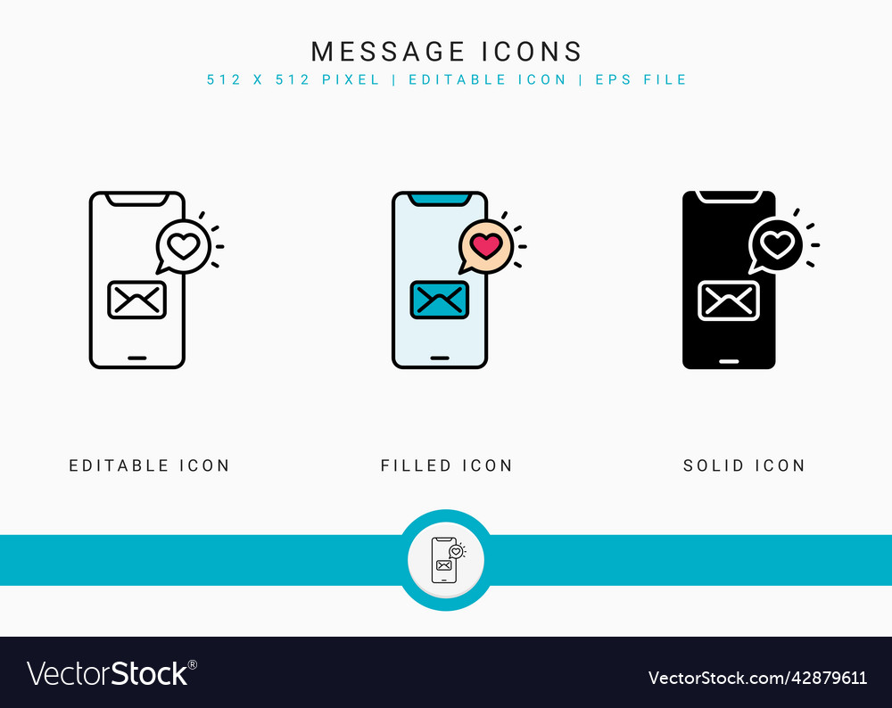 Message icons set with solid icon line style Vector Image