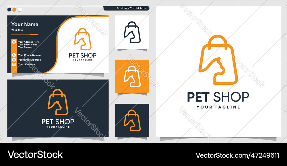 Pet shop logo with modern gradient line art style Vector Image