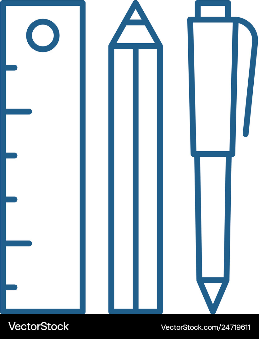 Ruler pencil and pen line icon concept Royalty Free Vector