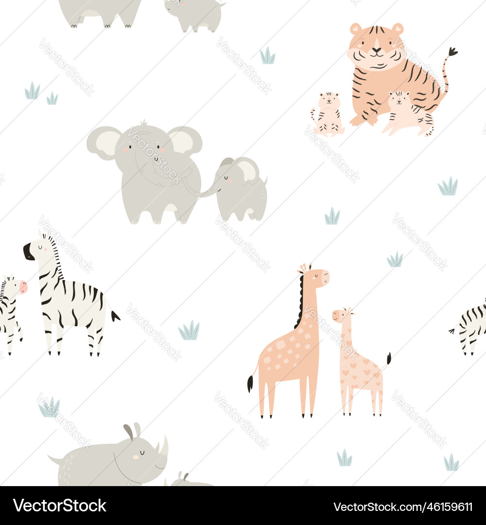 Seamless pattern with cute african baby animals Vector Image