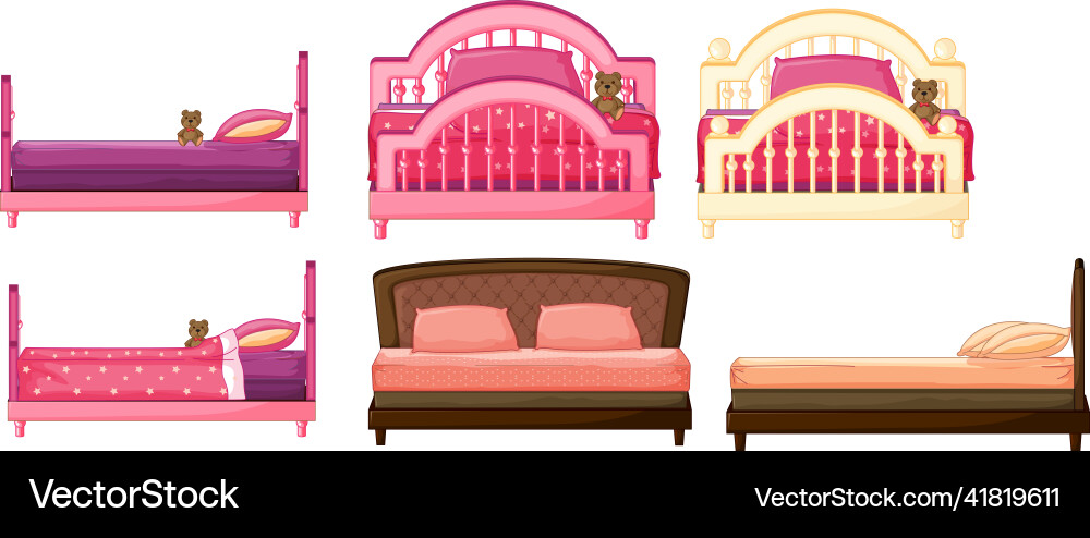 Set of bedroom objects on white background Vector Image