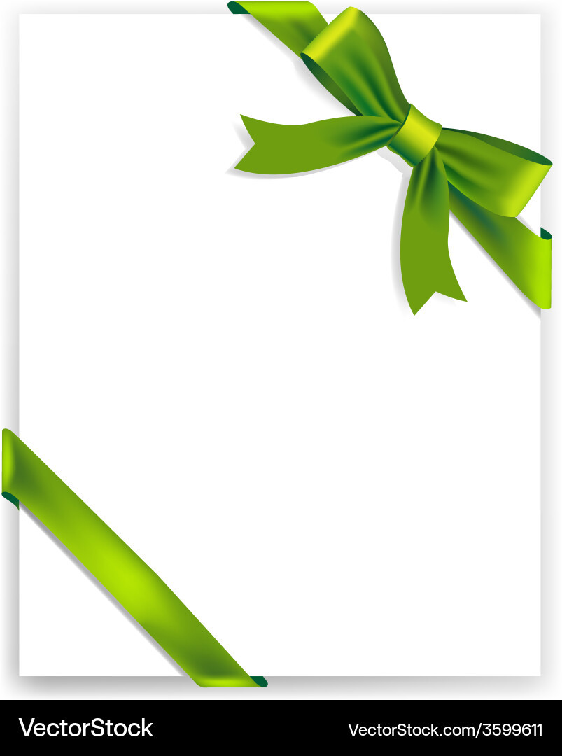 Shiny green satin ribbon on white background Vector Image