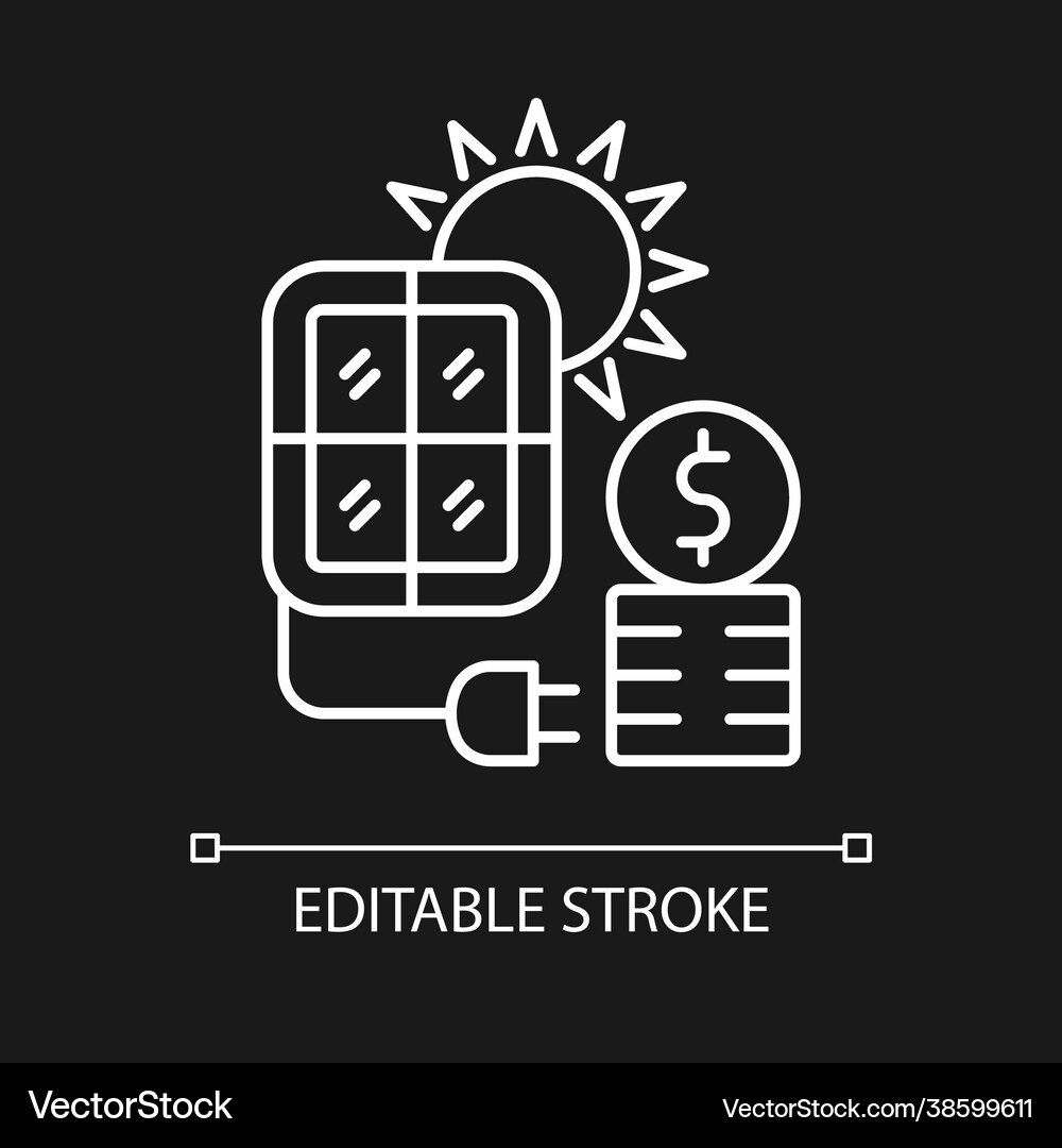 Solar energy price white linear icon for dark Vector Image