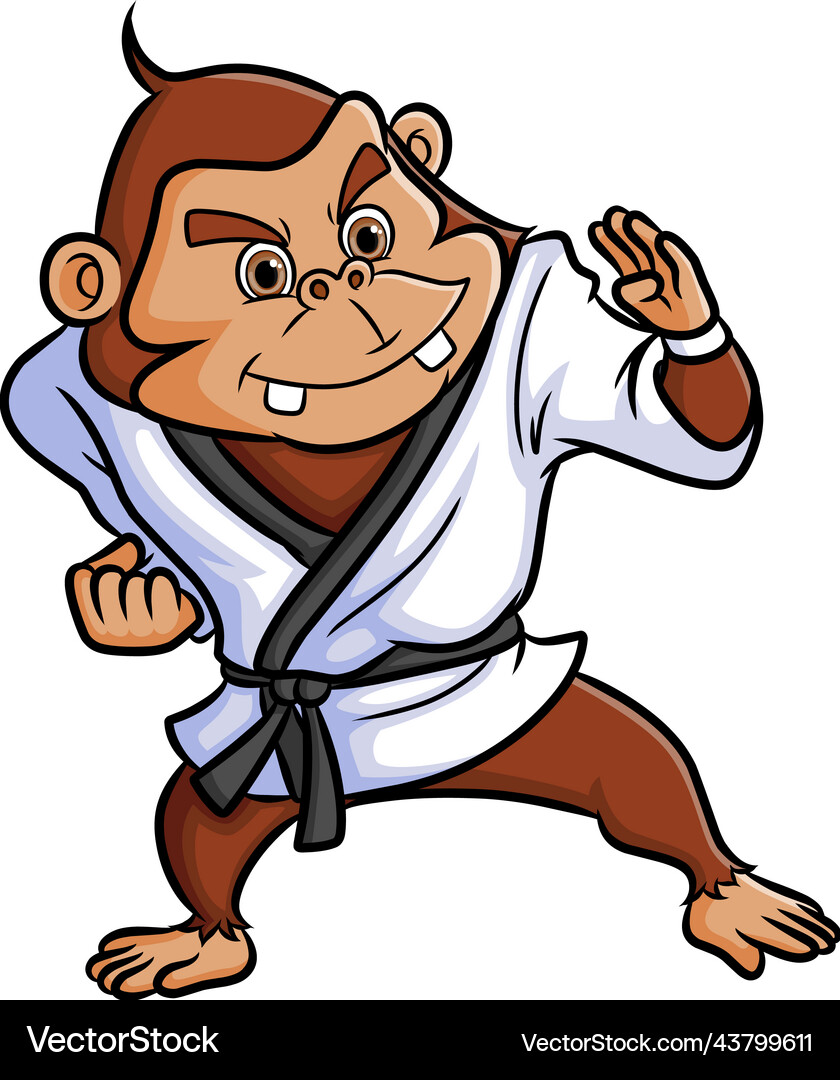 Strong chimpanzee as the professional karate Vector Image