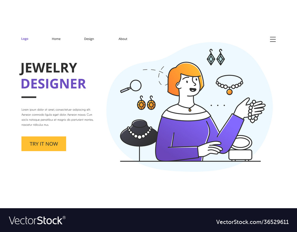 Website design for a landing page jewellery Vector Image