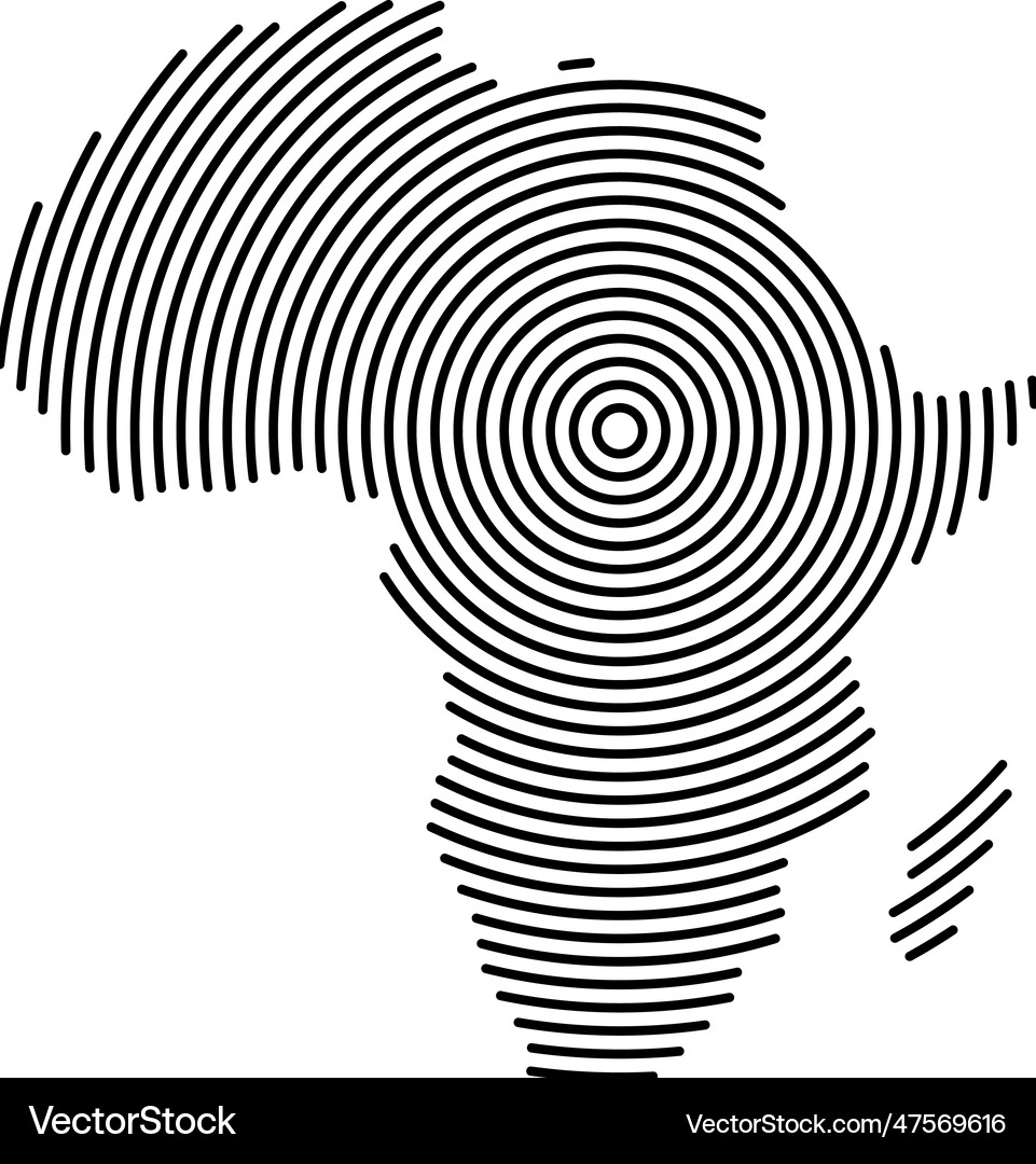 Africa map from futuristic concentric black Vector Image