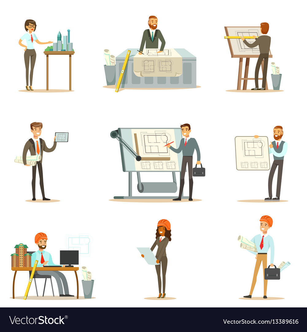 Architect profession set Royalty Free Vector Image