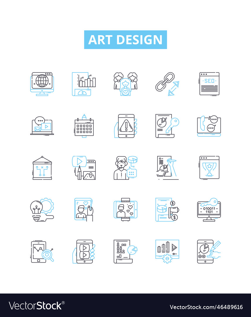Art design line icons set graphic craft Royalty Free Vector