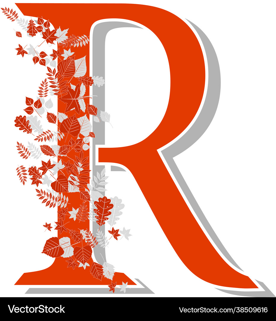 Autumn alphabet letter r Royalty Free Vector Image