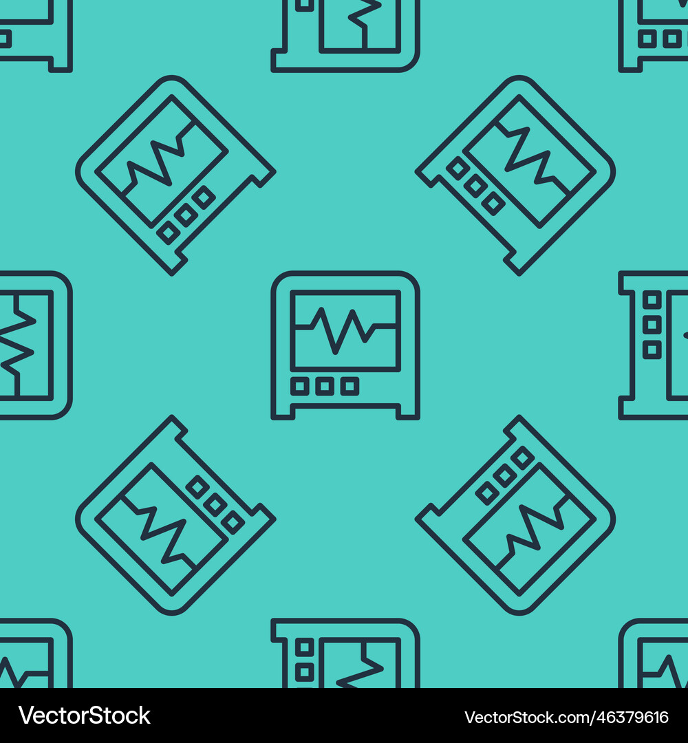 Black line seismograph icon isolated seamless Vector Image