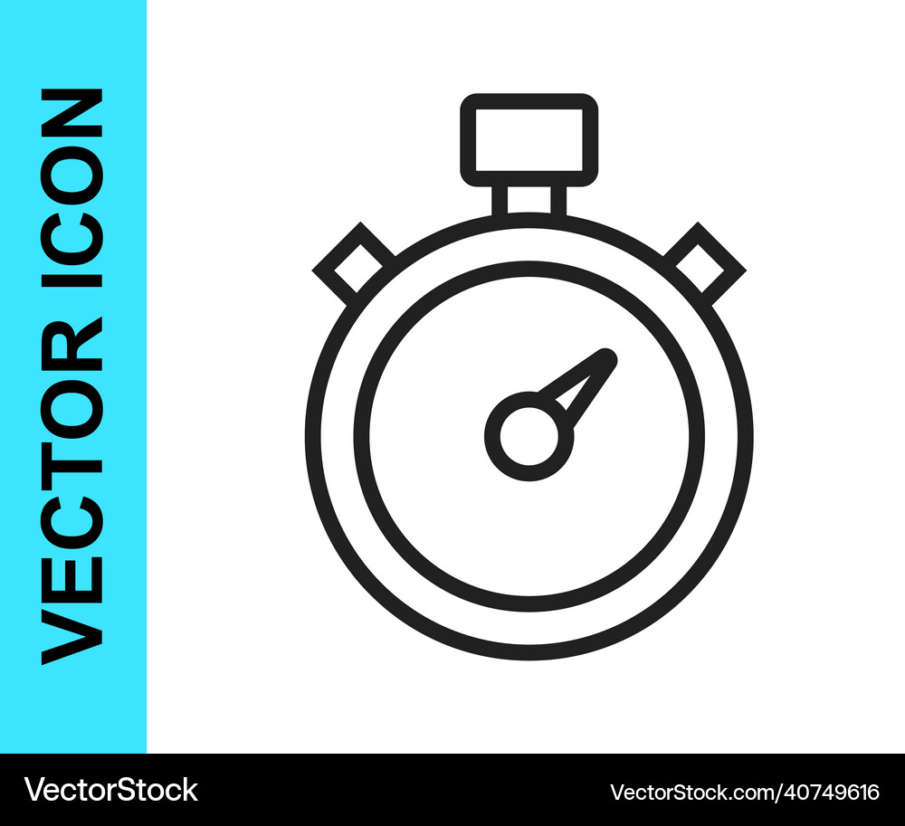 Black line stopwatch icon isolated on white Vector Image