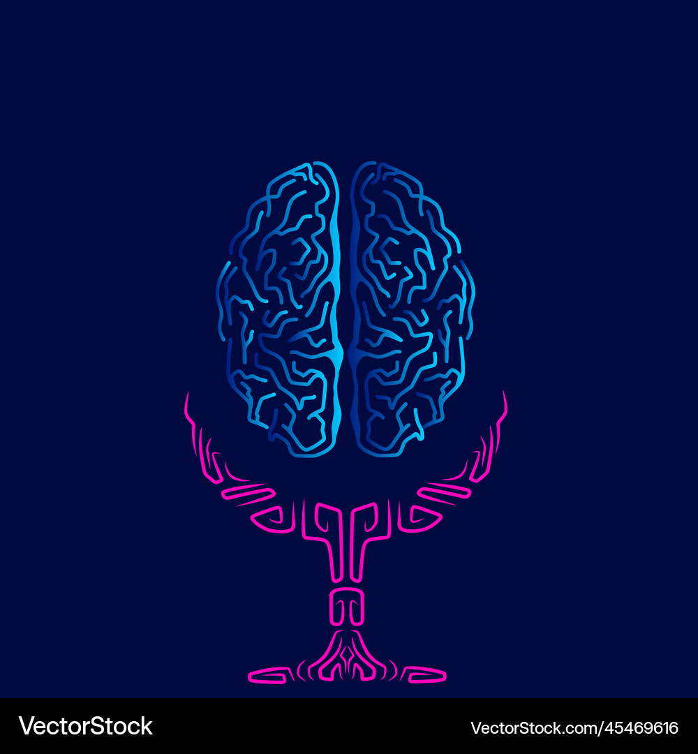 Brain line art colorful logo design abstract Vector Image