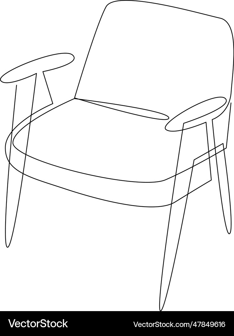 Continuous one line drawing of chair Royalty Free Vector