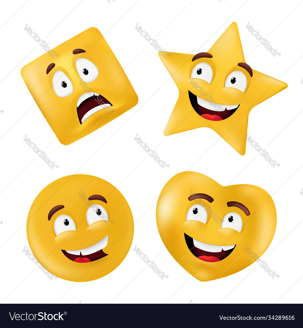 Emotional shapes - square star circle heart basic Vector Image