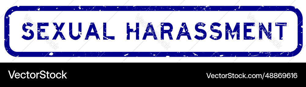 Grunge blue sexual harassment word square rubber Vector Image