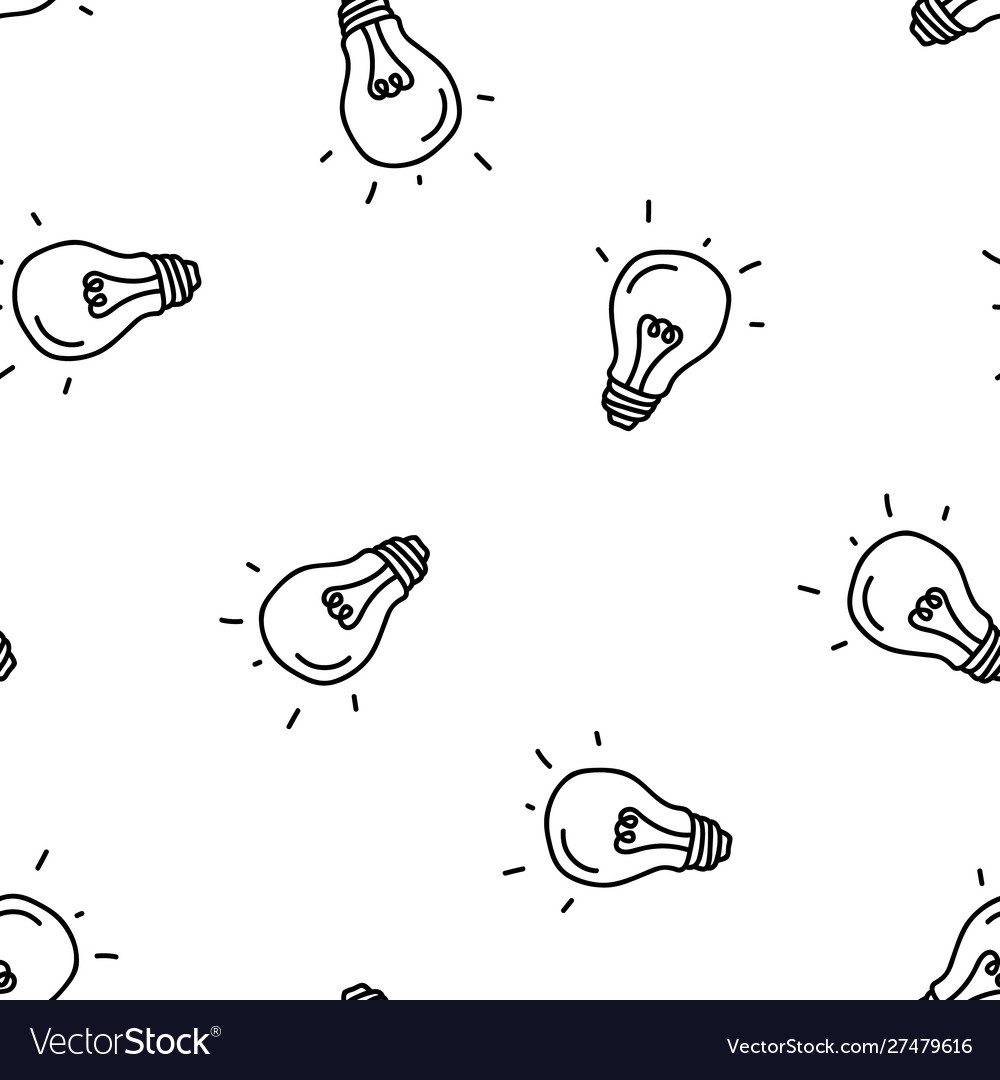 Lightbulb seamless doodle pattern Royalty Free Vector Image