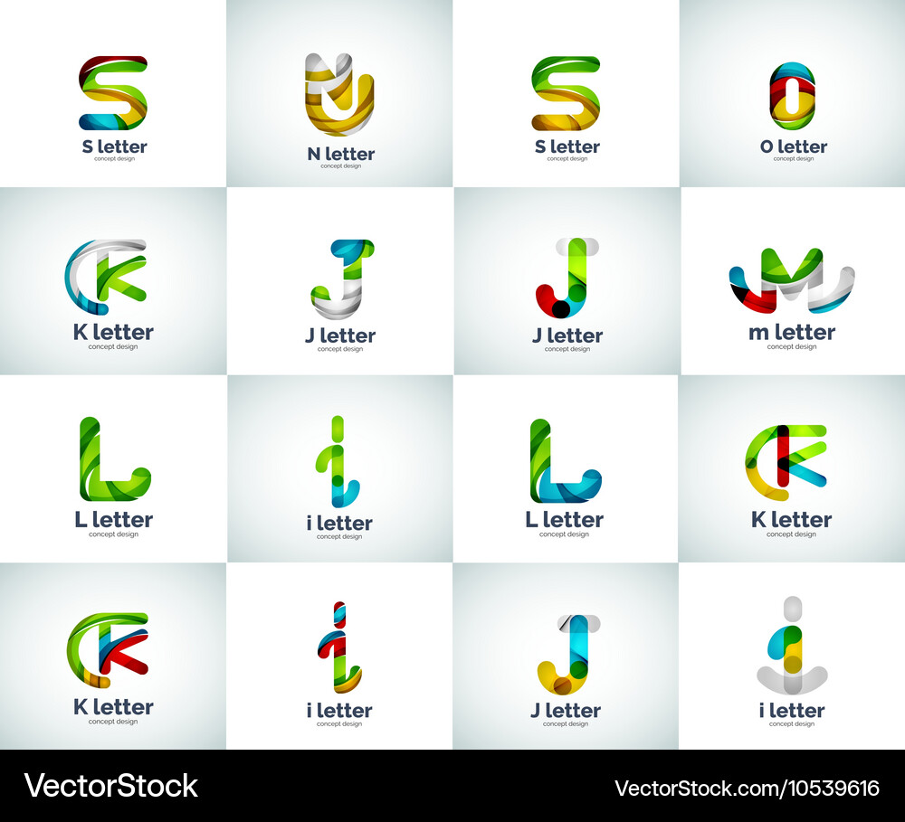 Set of abstract unusual web letter logo Royalty Free Vector