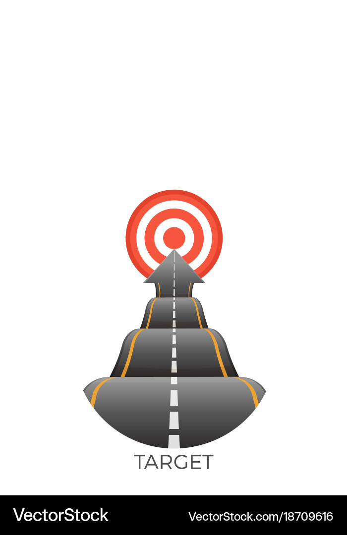 Target at end of bumpy road going to goal Vector Image
