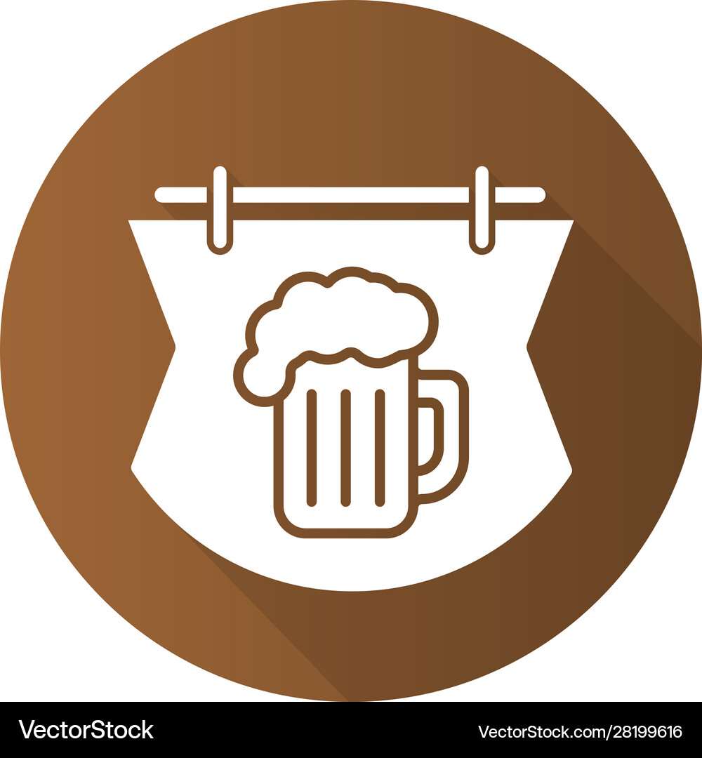 Wooden bar sign flat design long shadow icon Vector Image