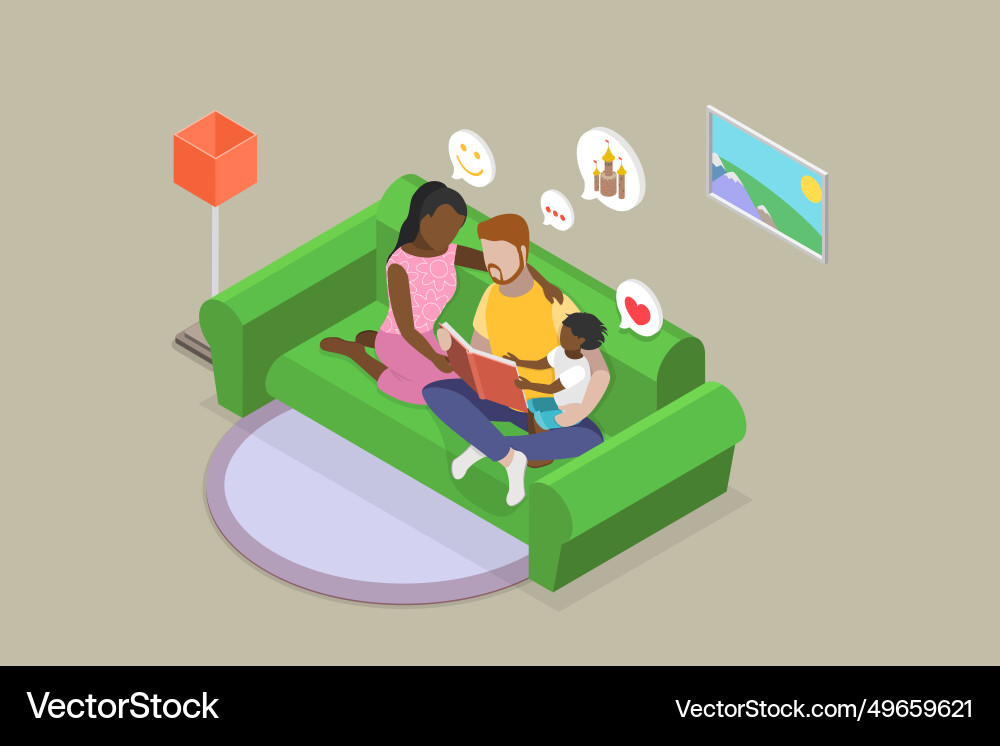 3d isometric flat of family Royalty Free Vector Image