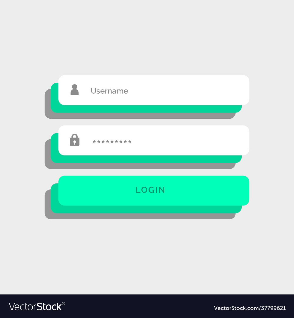 3d style login user interface design Royalty Free Vector