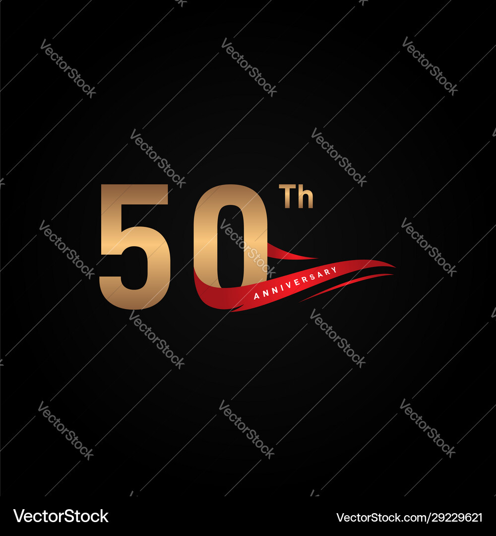 50th ribbon anniversary numbers for celebrate Vector Image