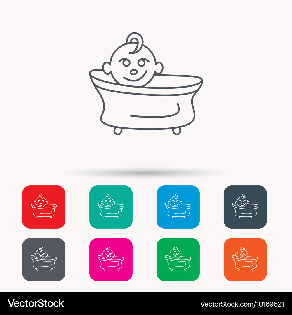 Baby in bath icon toddler bathing sign Royalty Free Vector