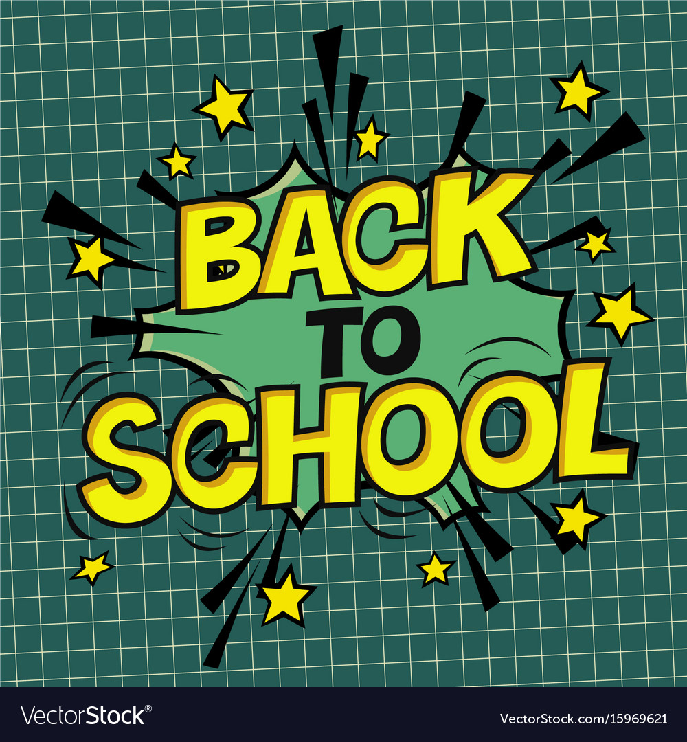Back to school poster comic retro yellow alphabet Vector Image