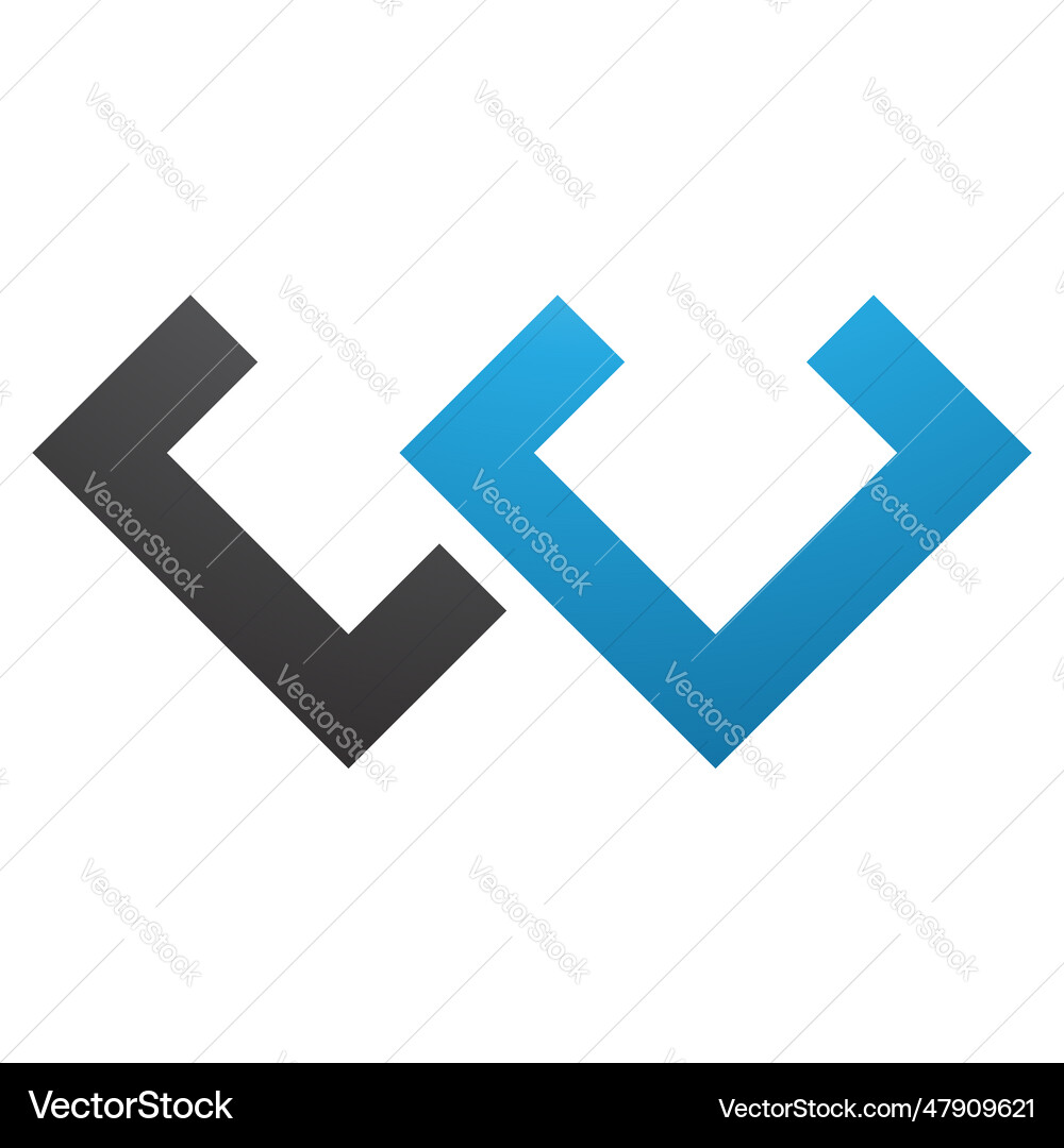 Blue and black cornered shaped letter w icon Vector Image