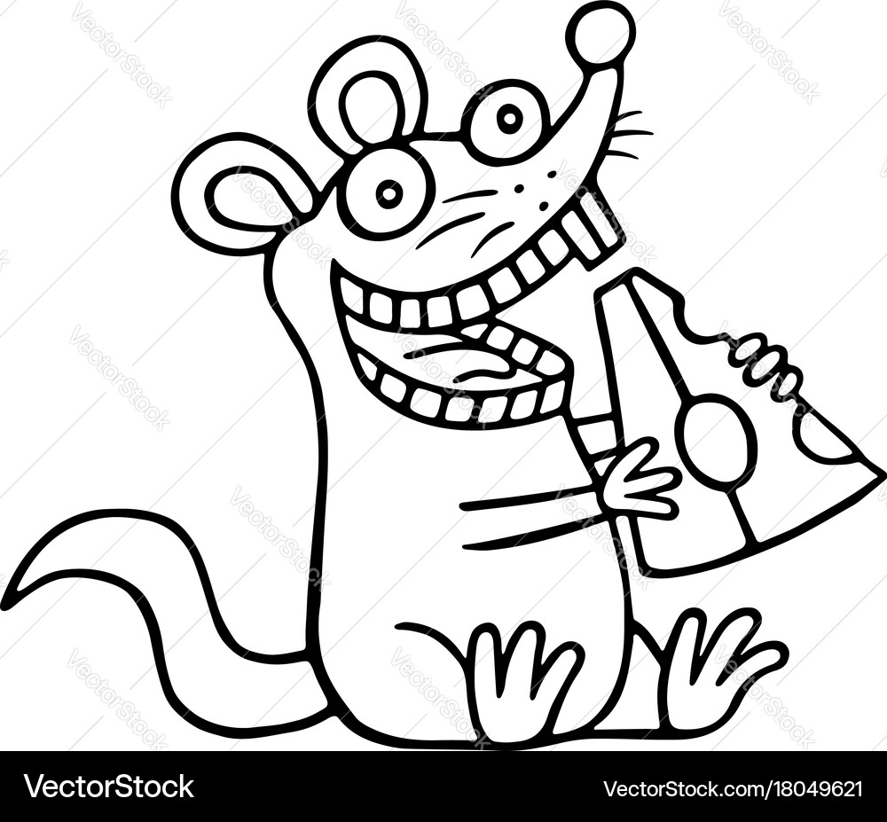 Cute rat and piece of cheese Royalty Free Vector Image