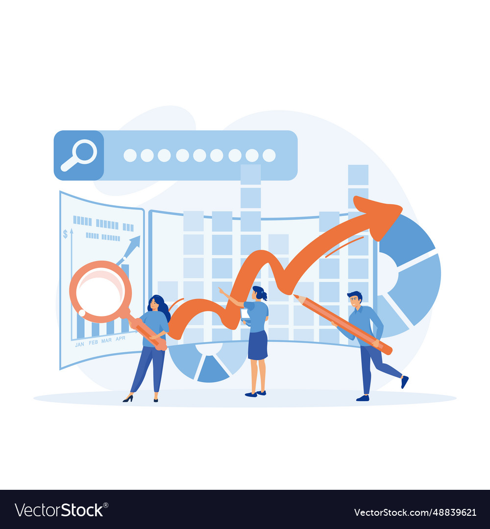 Data analysis concept people analyzing growth Vector Image