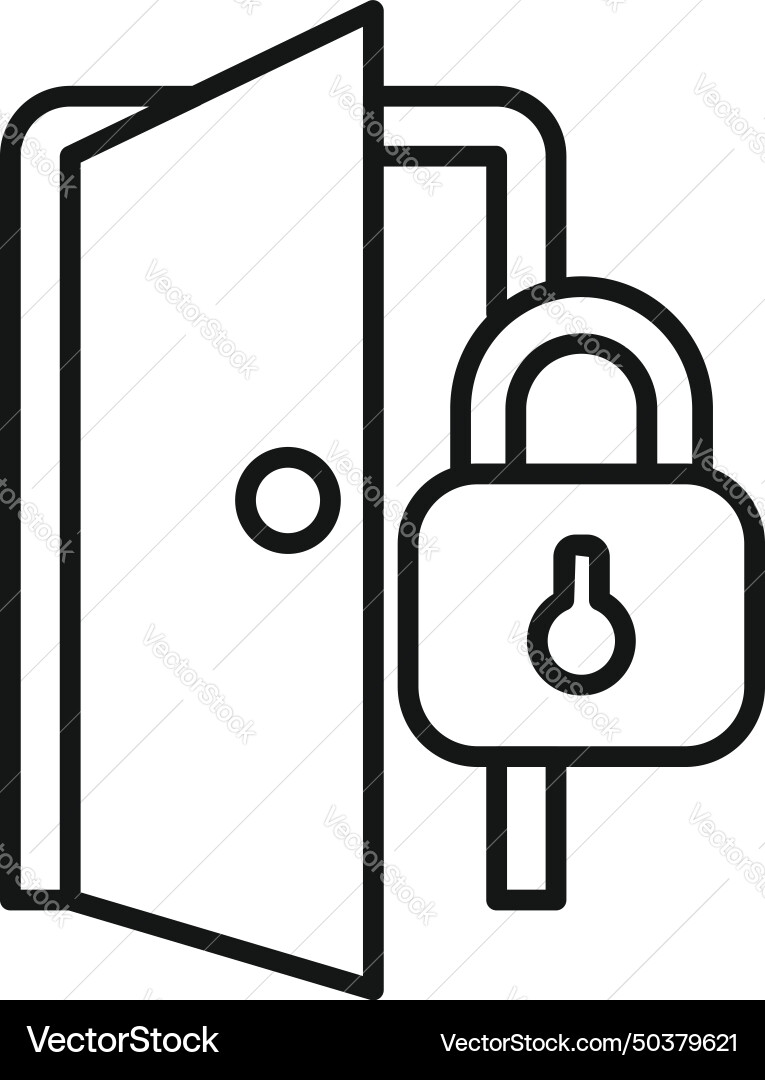 Door lock stop theft icon outline alarm Royalty Free Vector