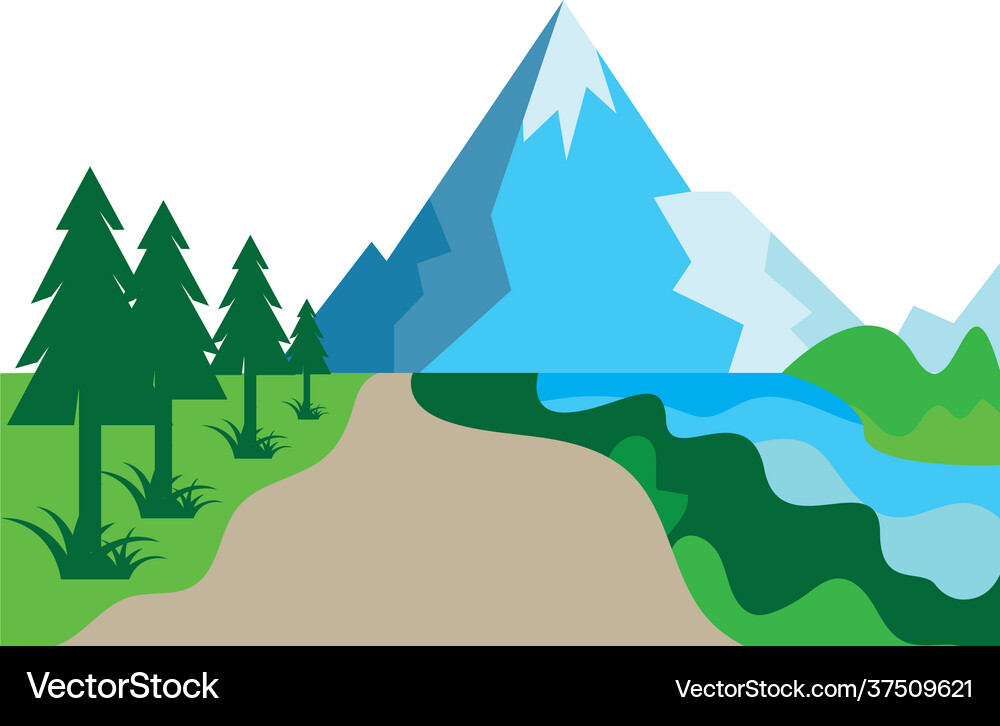 Landscape mountain river design template Vector Image