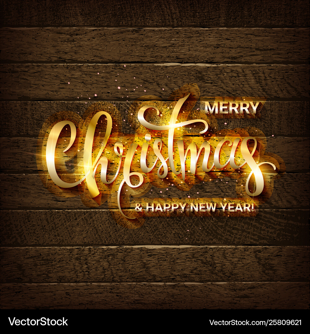 Merry christmas gold glittering lettering Vector Image