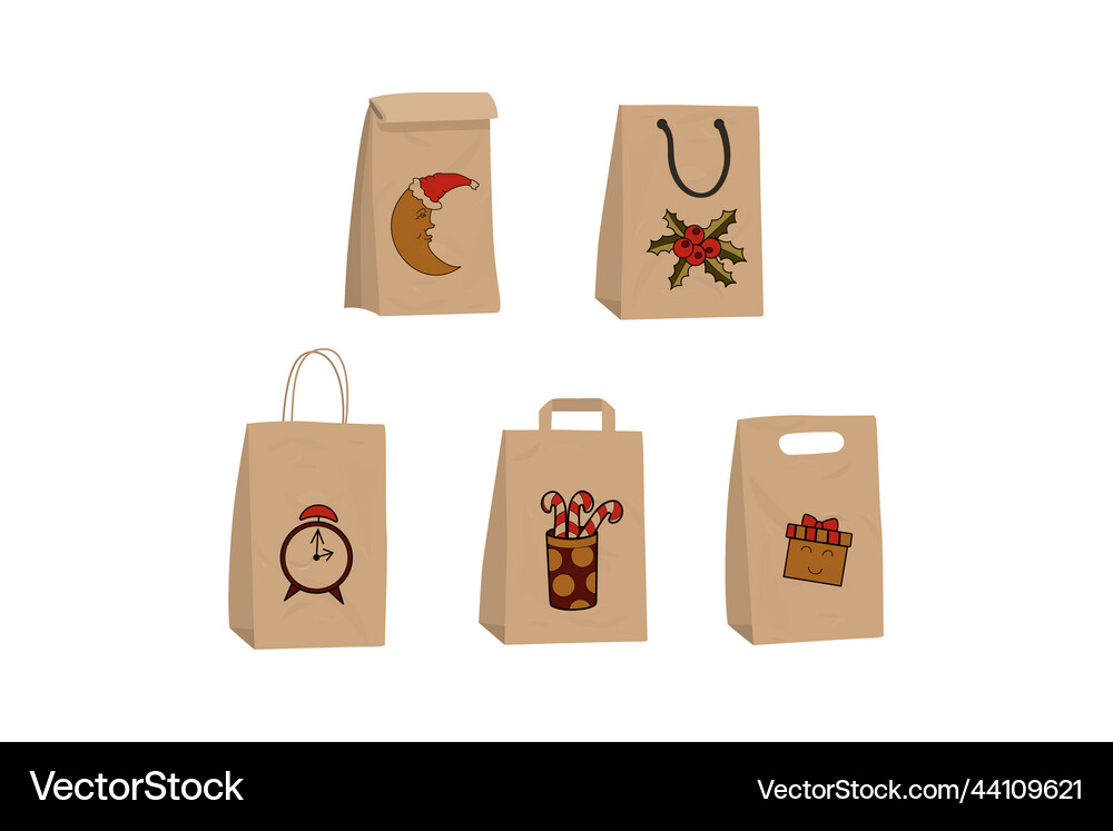 Paper christmas craft packages set Royalty Free Vector Image