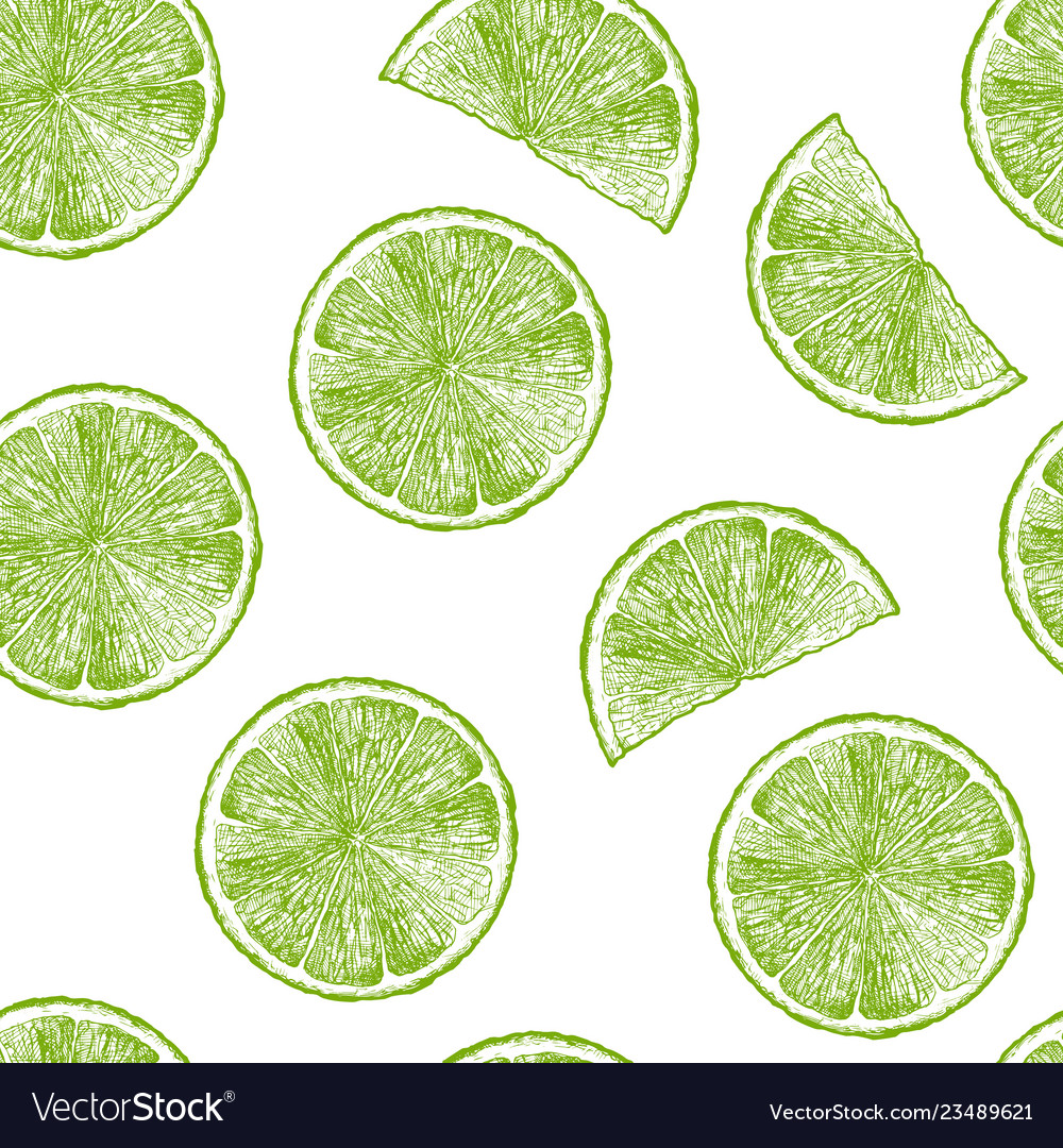 Pattern with lime wedges Royalty Free Vector Image
