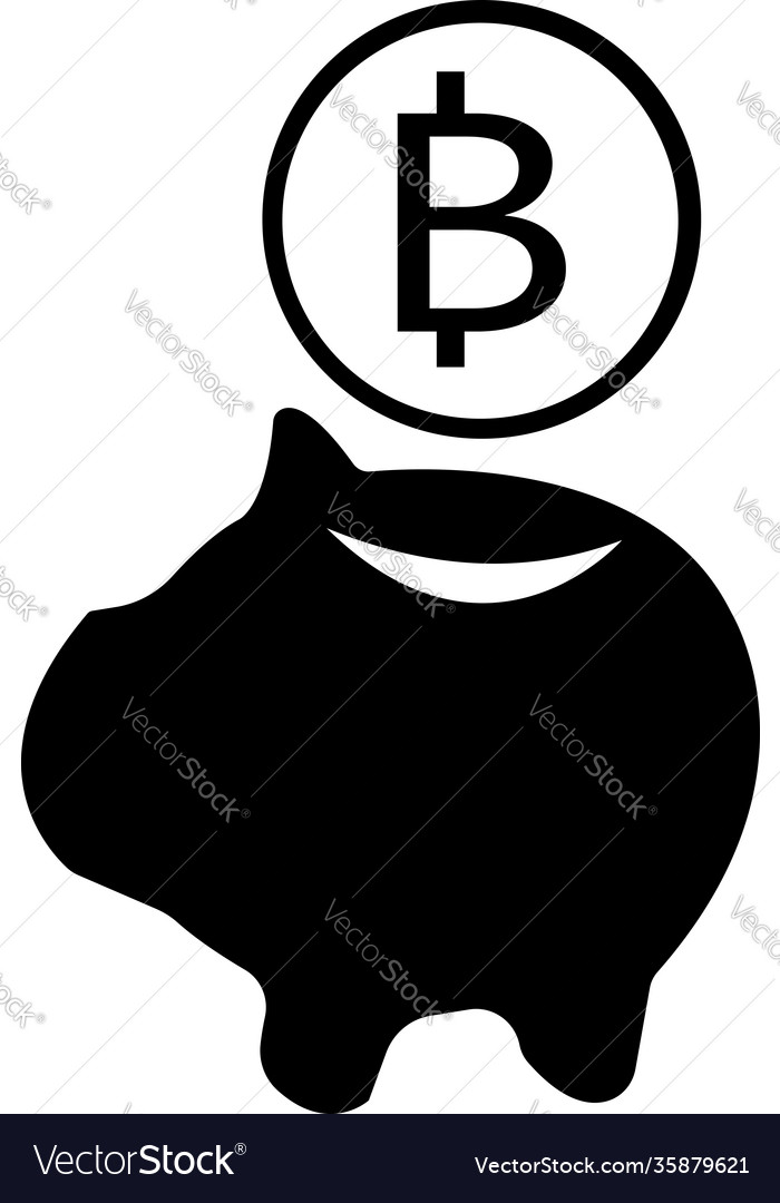 Piggy bank with bitcoin Royalty Free Vector Image
