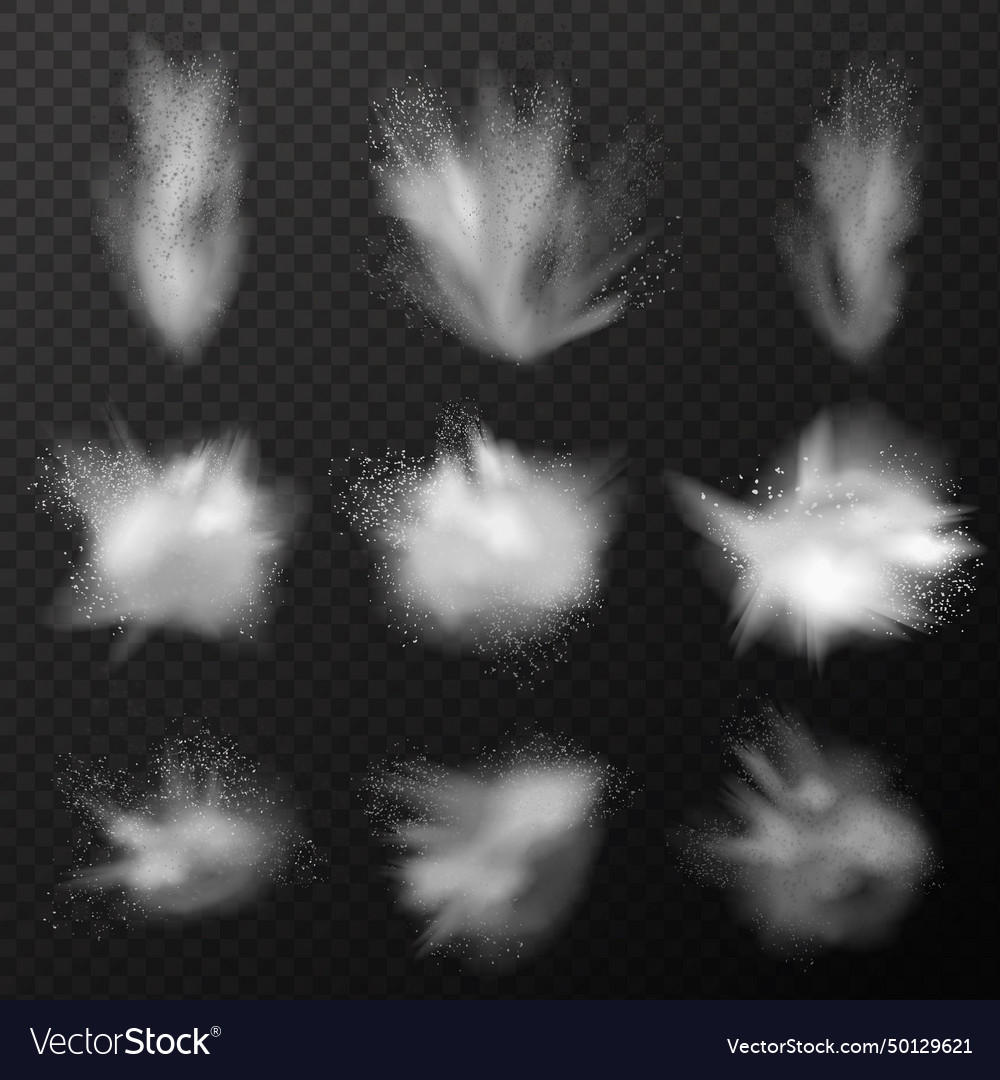 Realistic explosion smoke set Royalty Free Vector Image