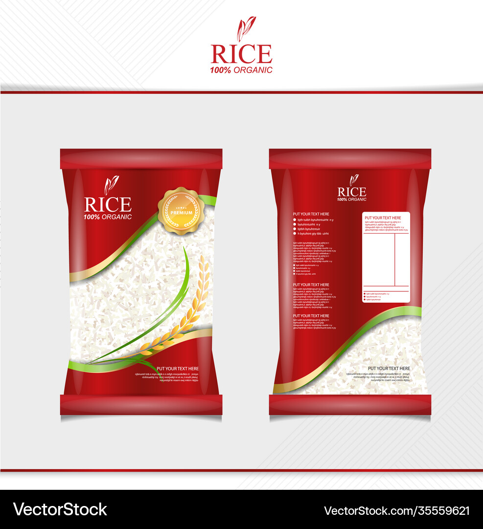 Rice food or thai package banner and poster Vector Image