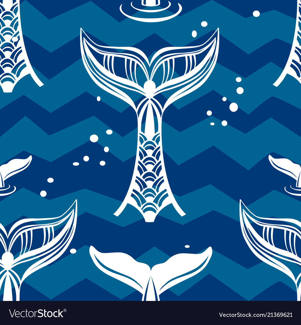 Seamless pattern with whales tail Royalty Free Vector Image