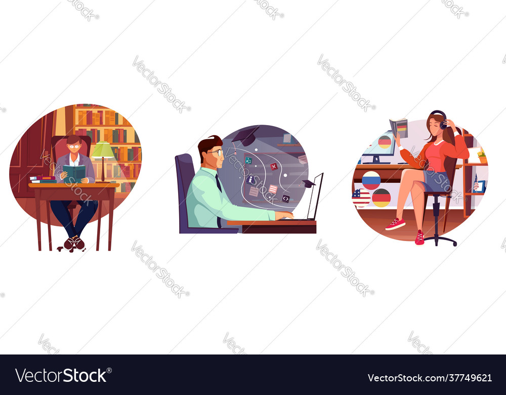 Self education compositions set Royalty Free Vector Image
