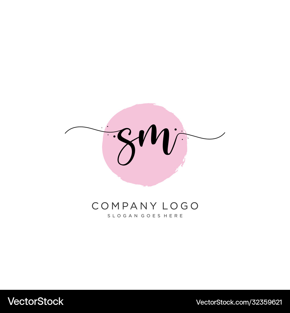 Sm initial handwriting logo design Royalty Free Vector Image
