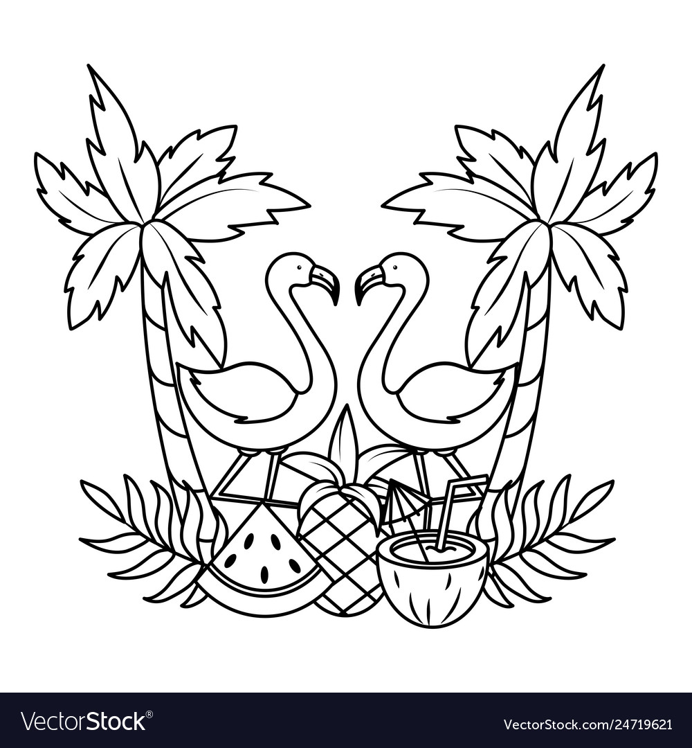 Tropical Summer Flamingos Royalty Free Vector Image