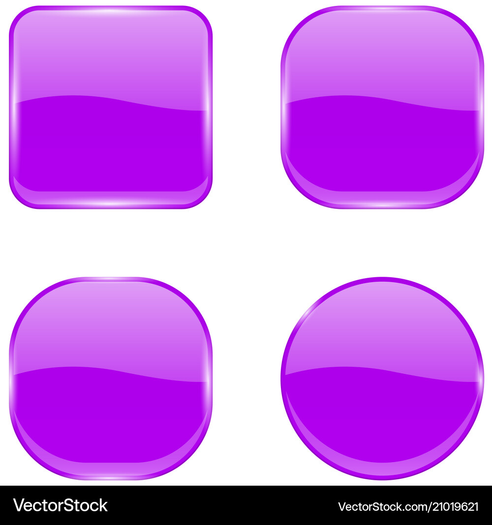 Violet glass buttons shiny geometric 3d icons Vector Image