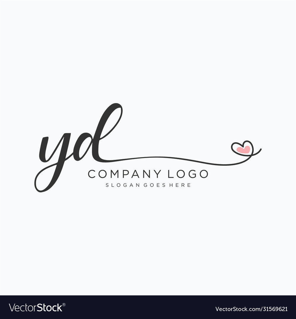 Yd initial handwriting logo design Royalty Free Vector Image
