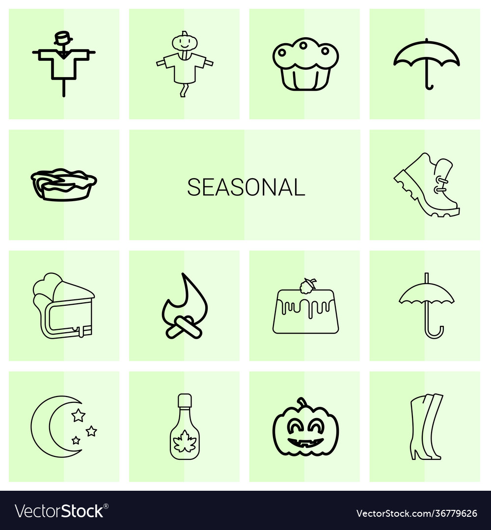 14 seasonal icons Royalty Free Vector Image - VectorStock