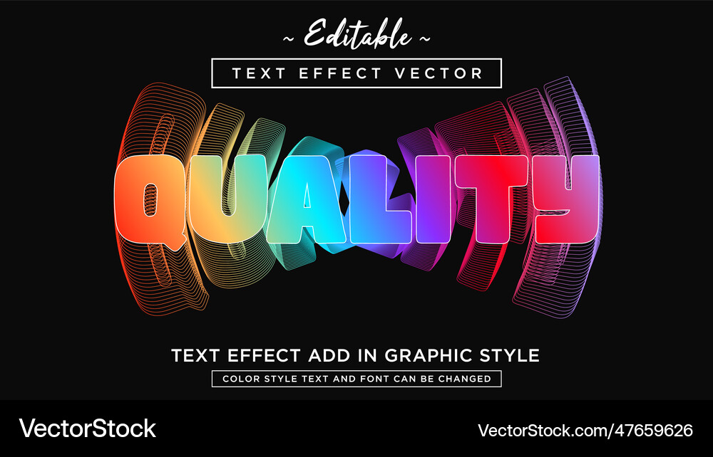 Beautiful colors of text effect style Royalty Free Vector