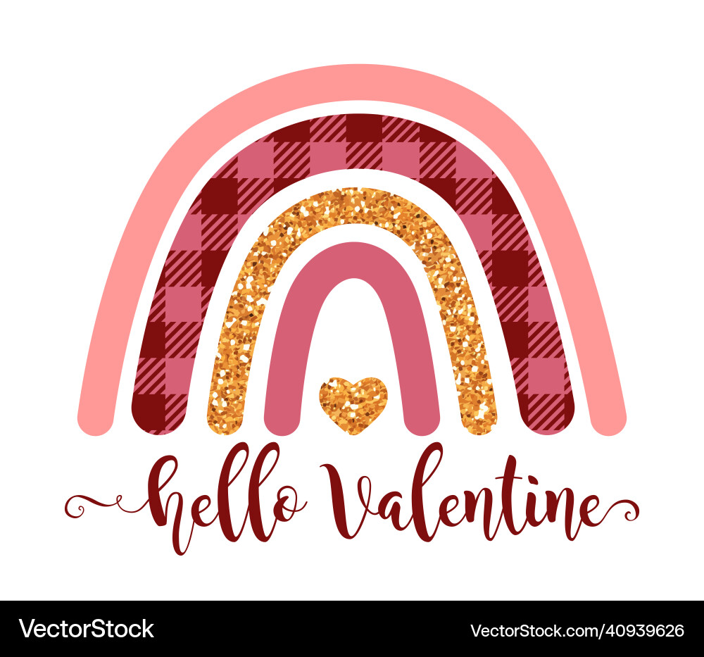 Boho happy valentines day concept rainbow Vector Image