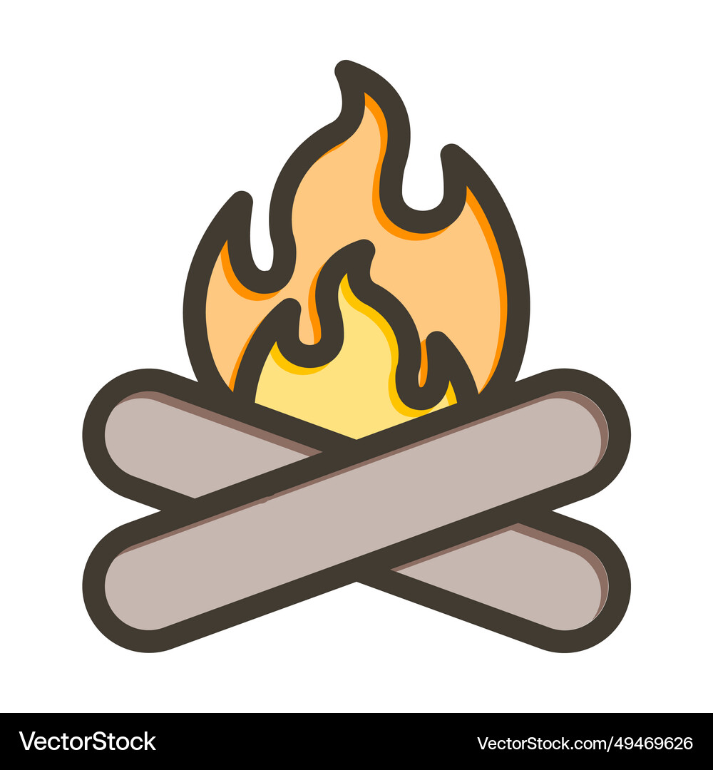 Bonfire thick line filled colors icon Royalty Free Vector
