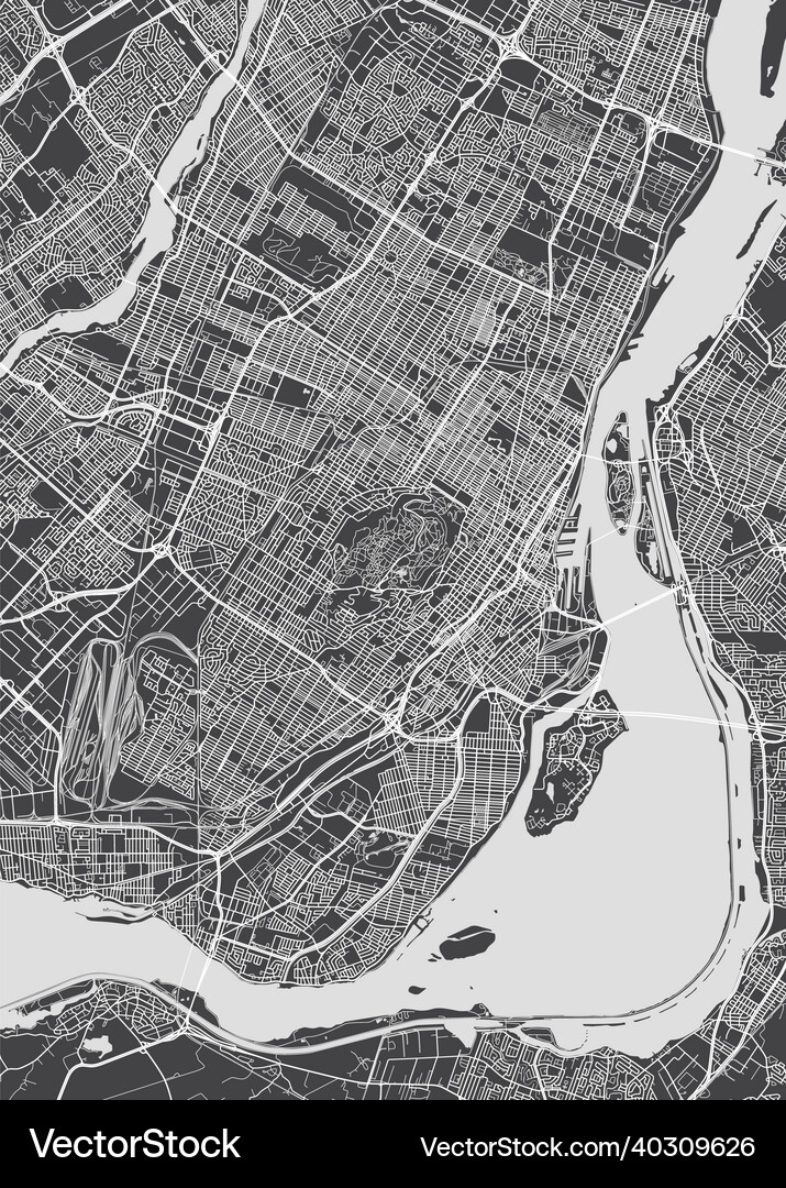City map montreal monochrome detailed plan Vector Image